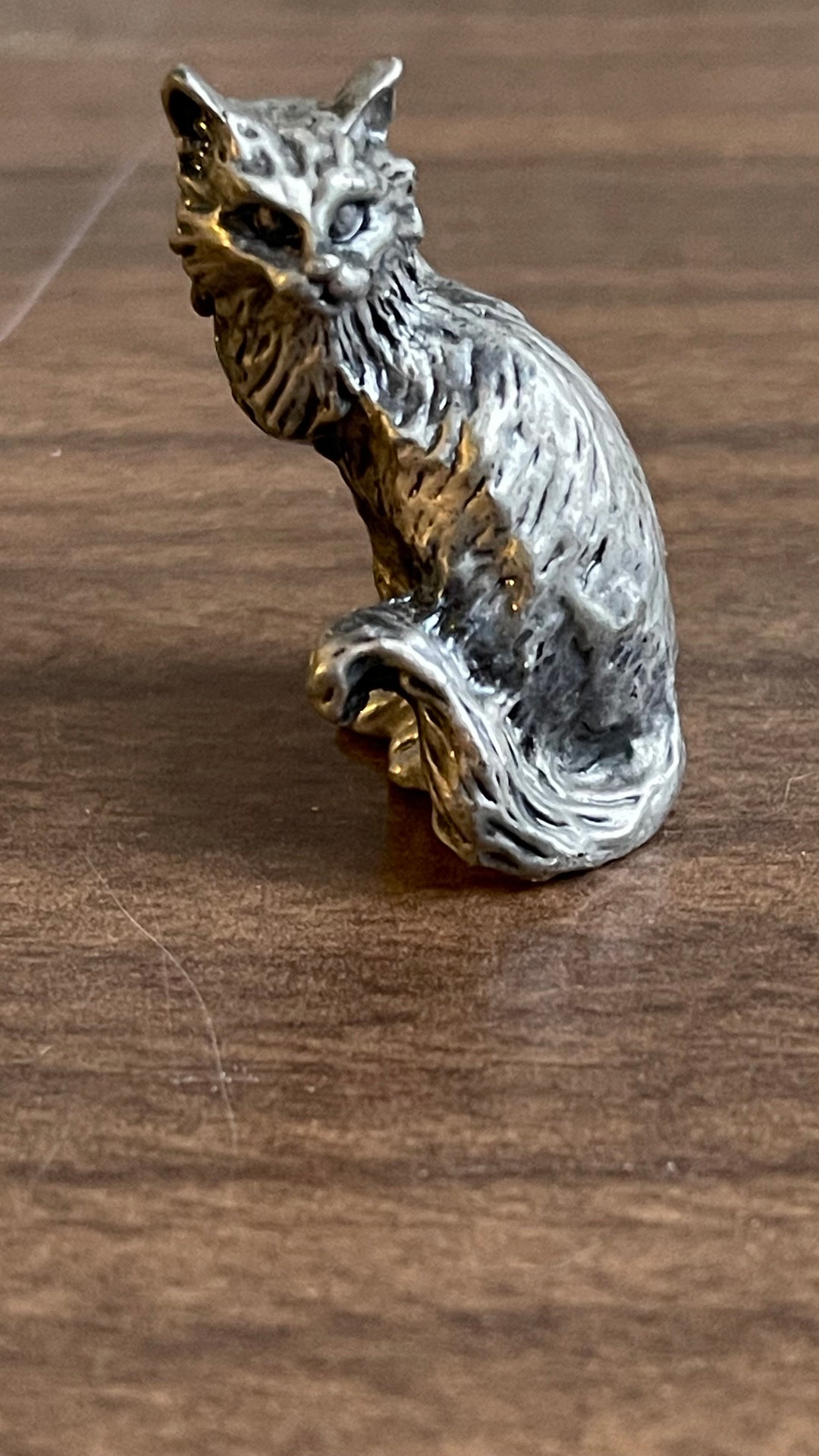 Vintage Pewter Cat Figurine - Etsy