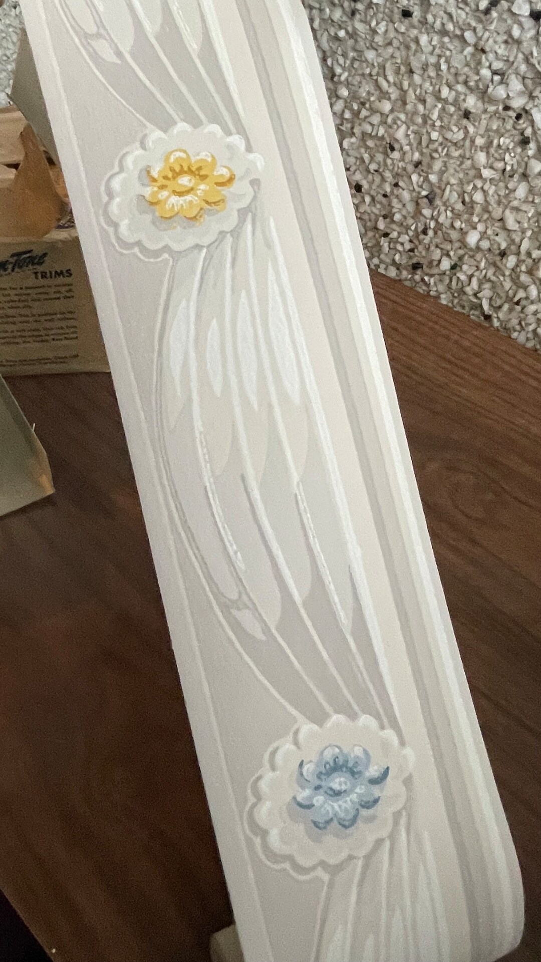 Vintage 1950’s White Ribbon With Blue and Gold Flowers Wallpaper ...