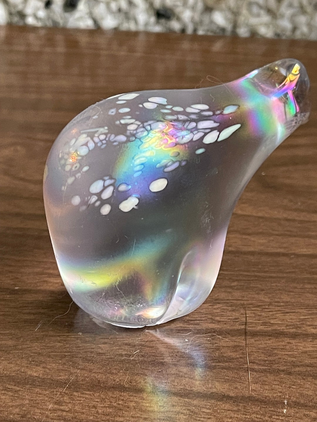 Iridescent Polar Bear Art Glass Paperweight Etsy