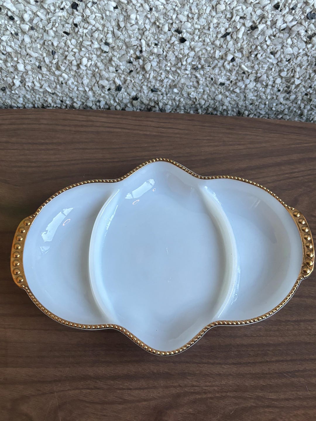 Vintage Fire King Milk Glass Gold Rimmed Platter - Etsy