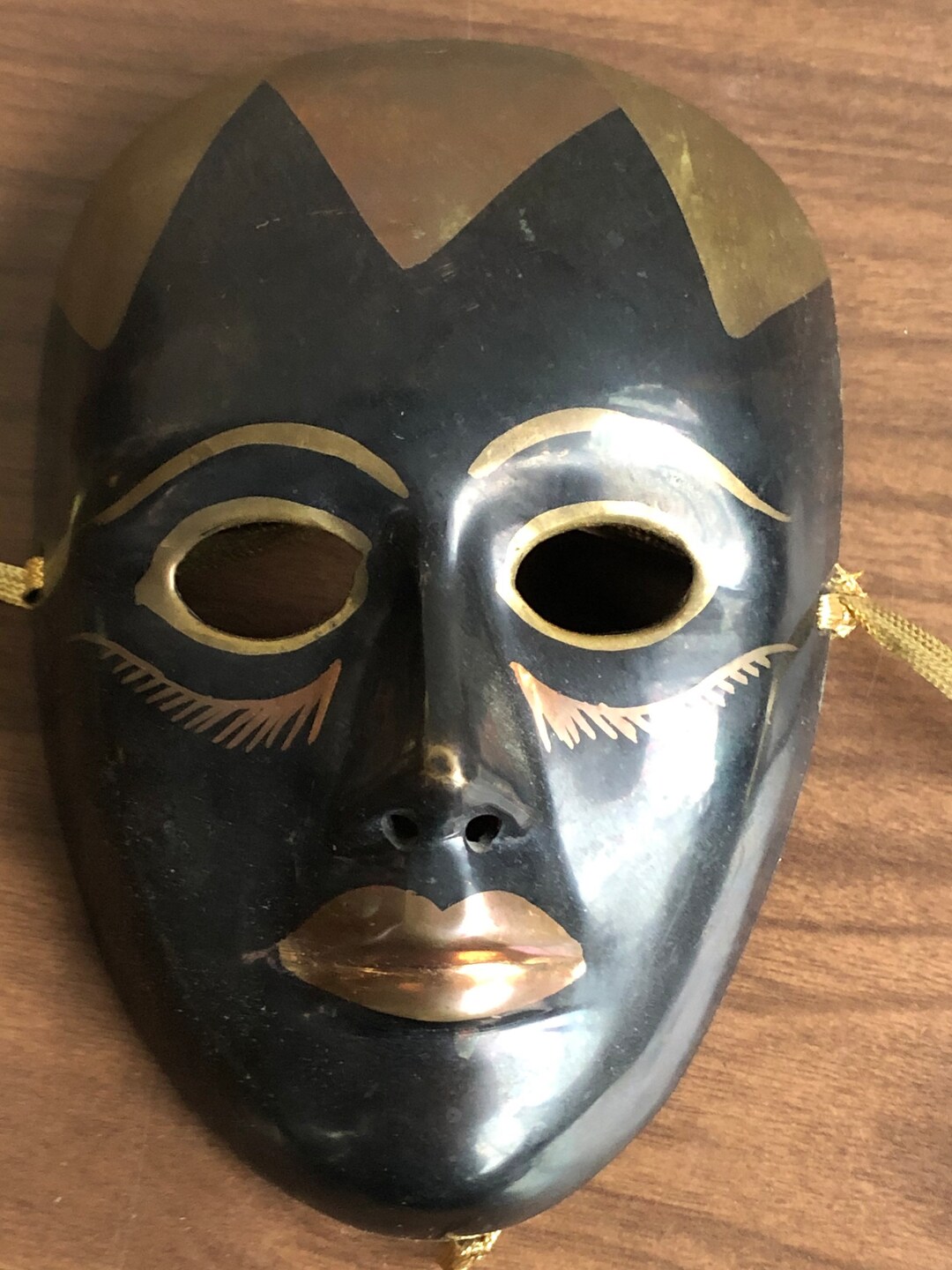 Vintage Brass Black Mask - Etsy