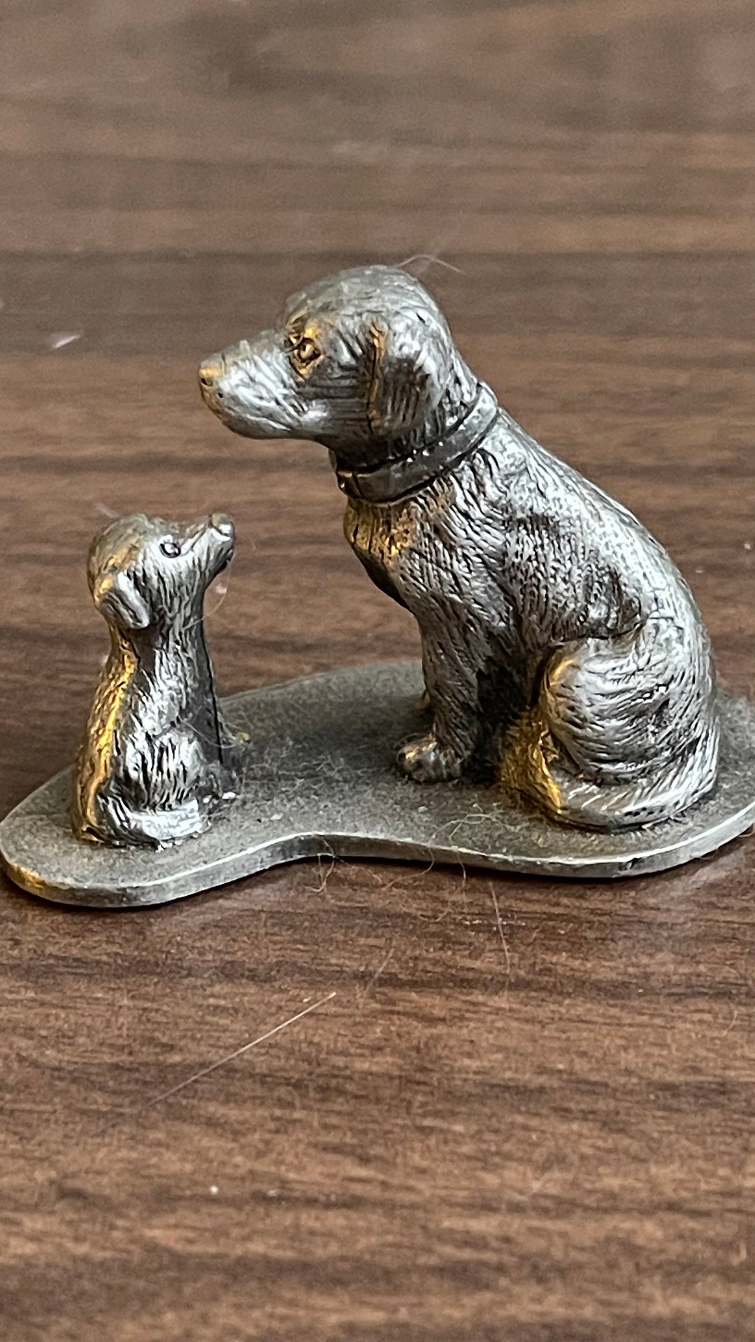 Vintage Pewter Dog and Puppy - Etsy