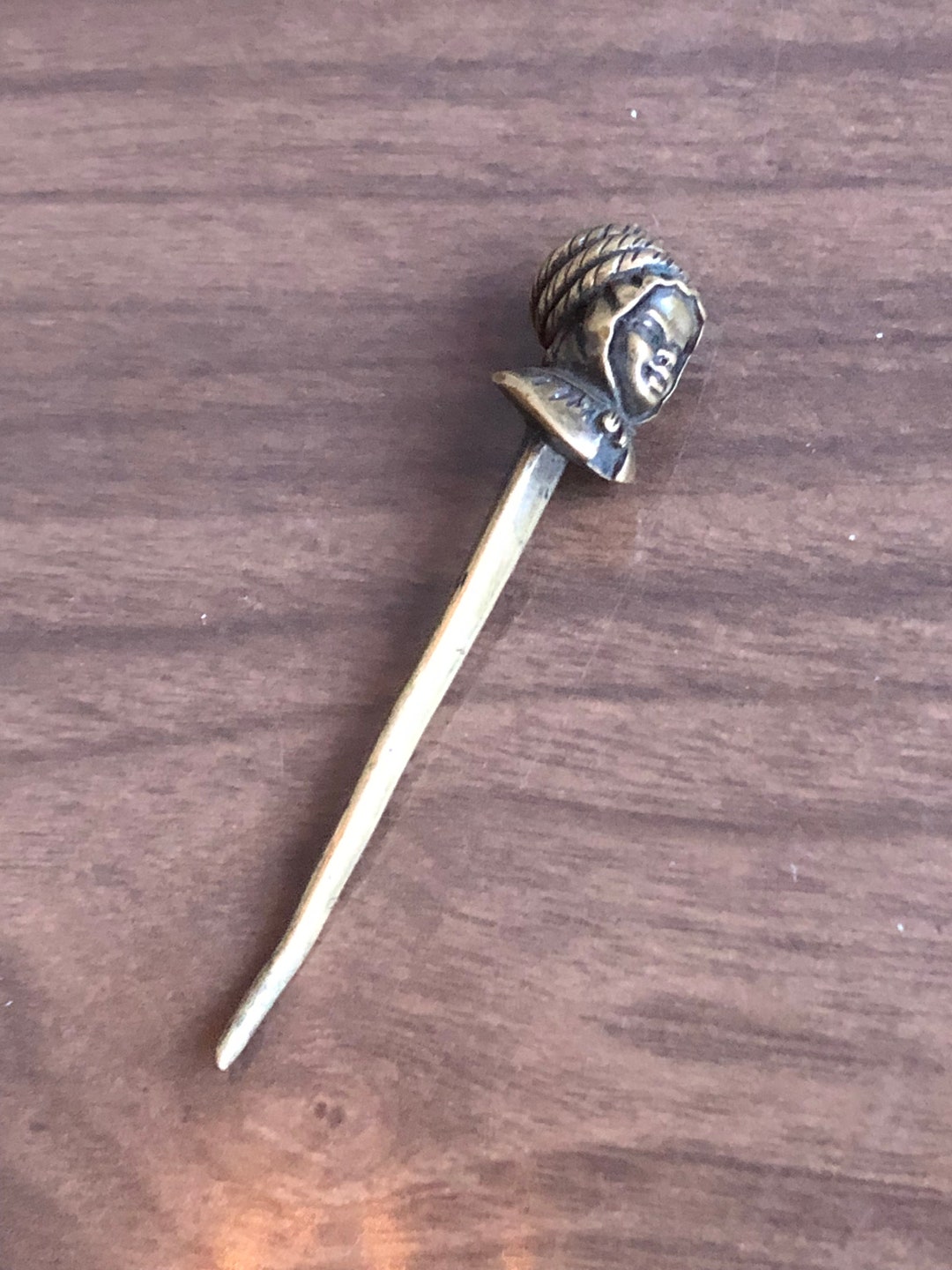Vintage Brass Woman Pin - Etsy