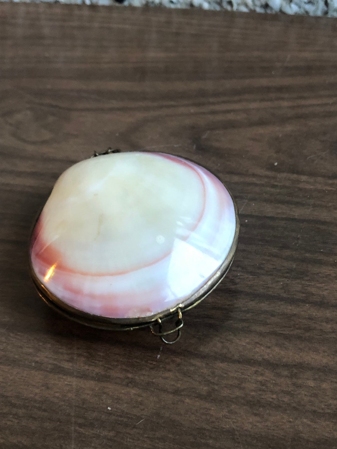 Tropical Clam Shell Ring Box Vintage Polished Jewelry Trinket Box ...