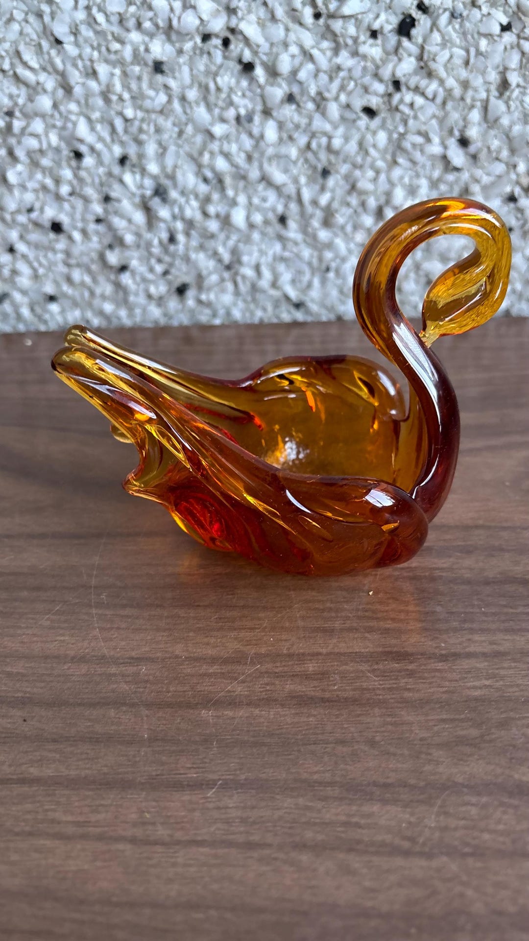 Vintage Amber Swan Dish - Etsy