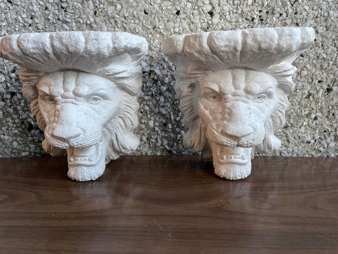 Vintage Plaster Lion Shelf Bracket - Etsy