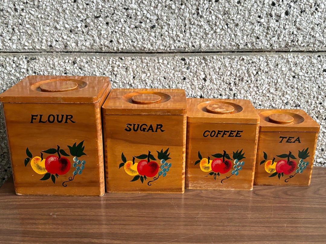 Vintage Wooden Kitchen Containers - Etsy