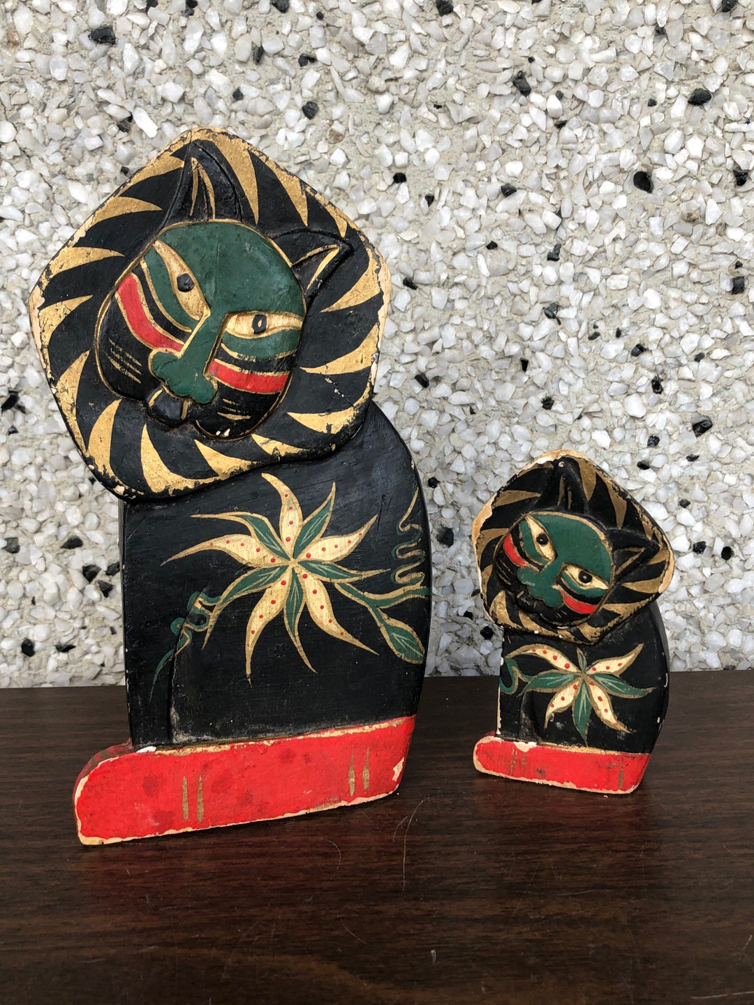 Vintage Laurel Burch Lions Carved Wood - Etsy