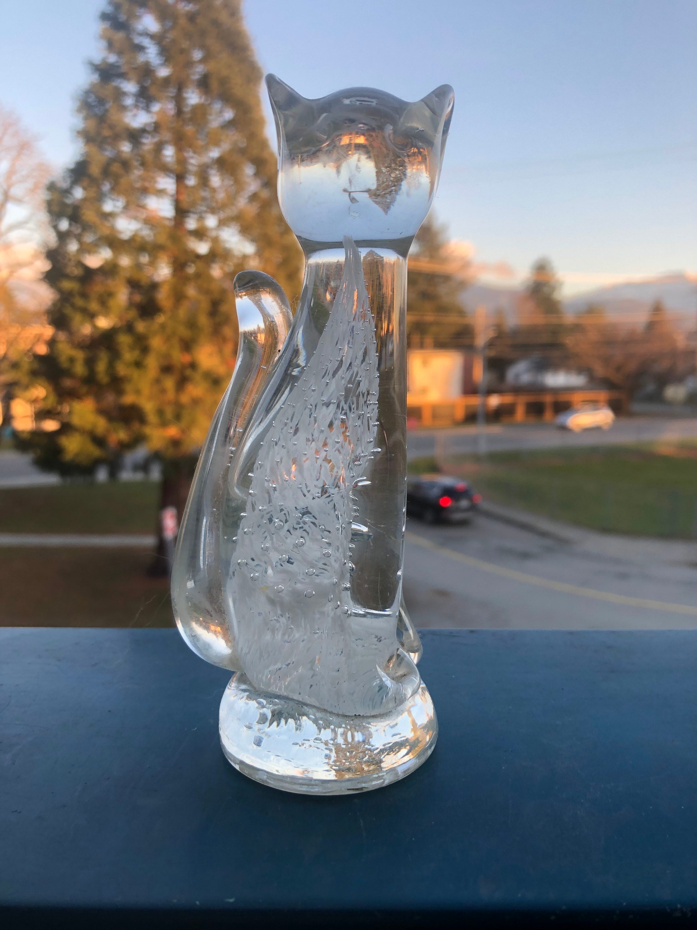 Vintage Glass Cat Paperweight - Etsy