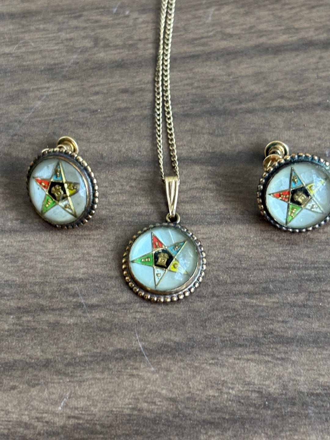 Vintage 12k Order of the Eastern Star Necklace and Earrings - Etsy
