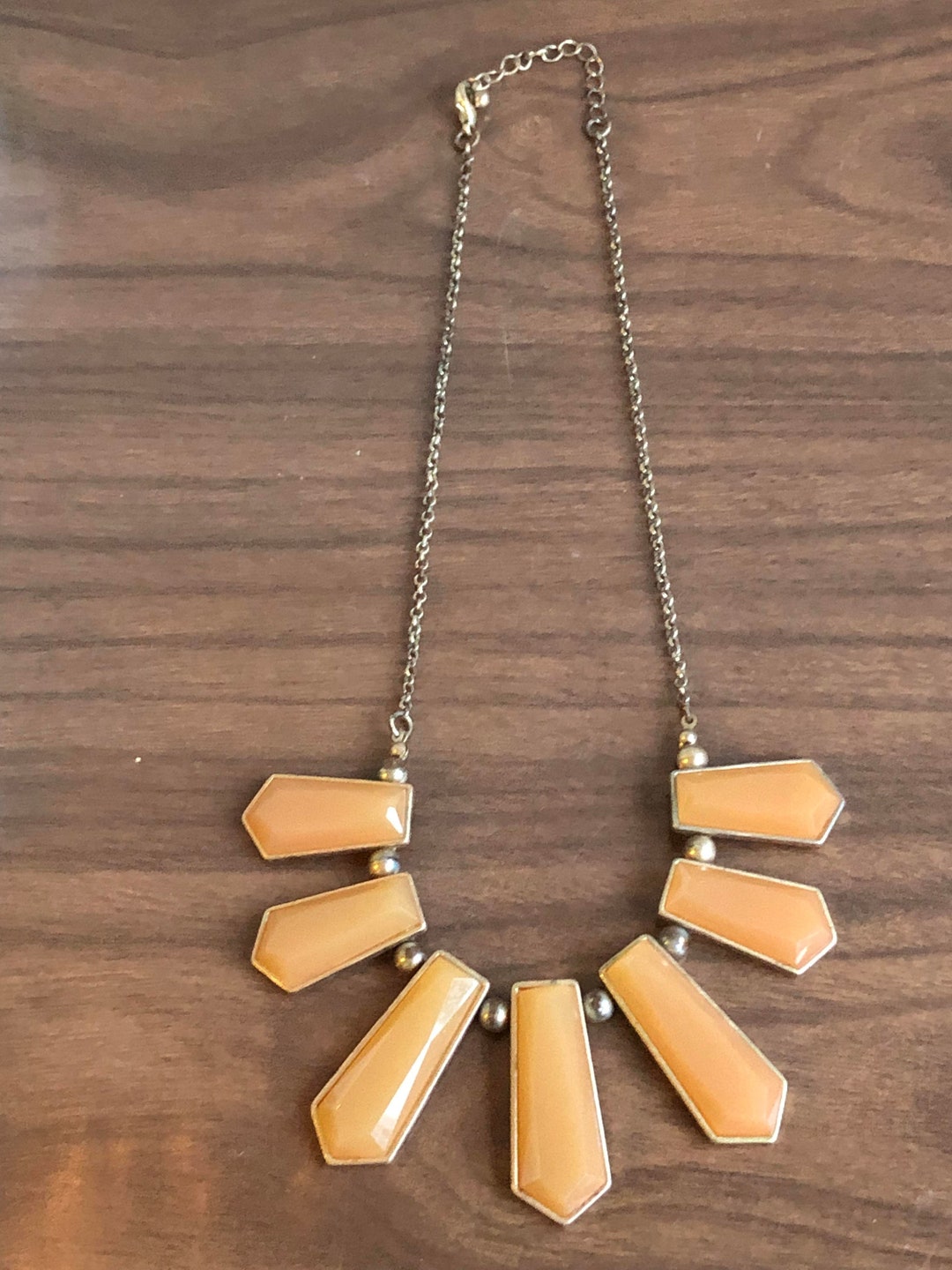 Vintage Peach Colored Elongated Pentagon Necklace - Etsy