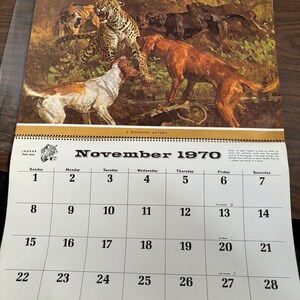 Vintage 1970 Game Hunting Calendar - Etsy