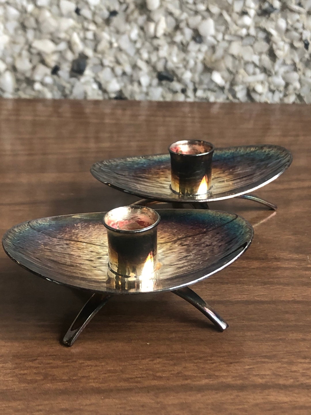 Vintage Tarnished Sweden Mid Century Candlestick Holders Prima Plate - Etsy