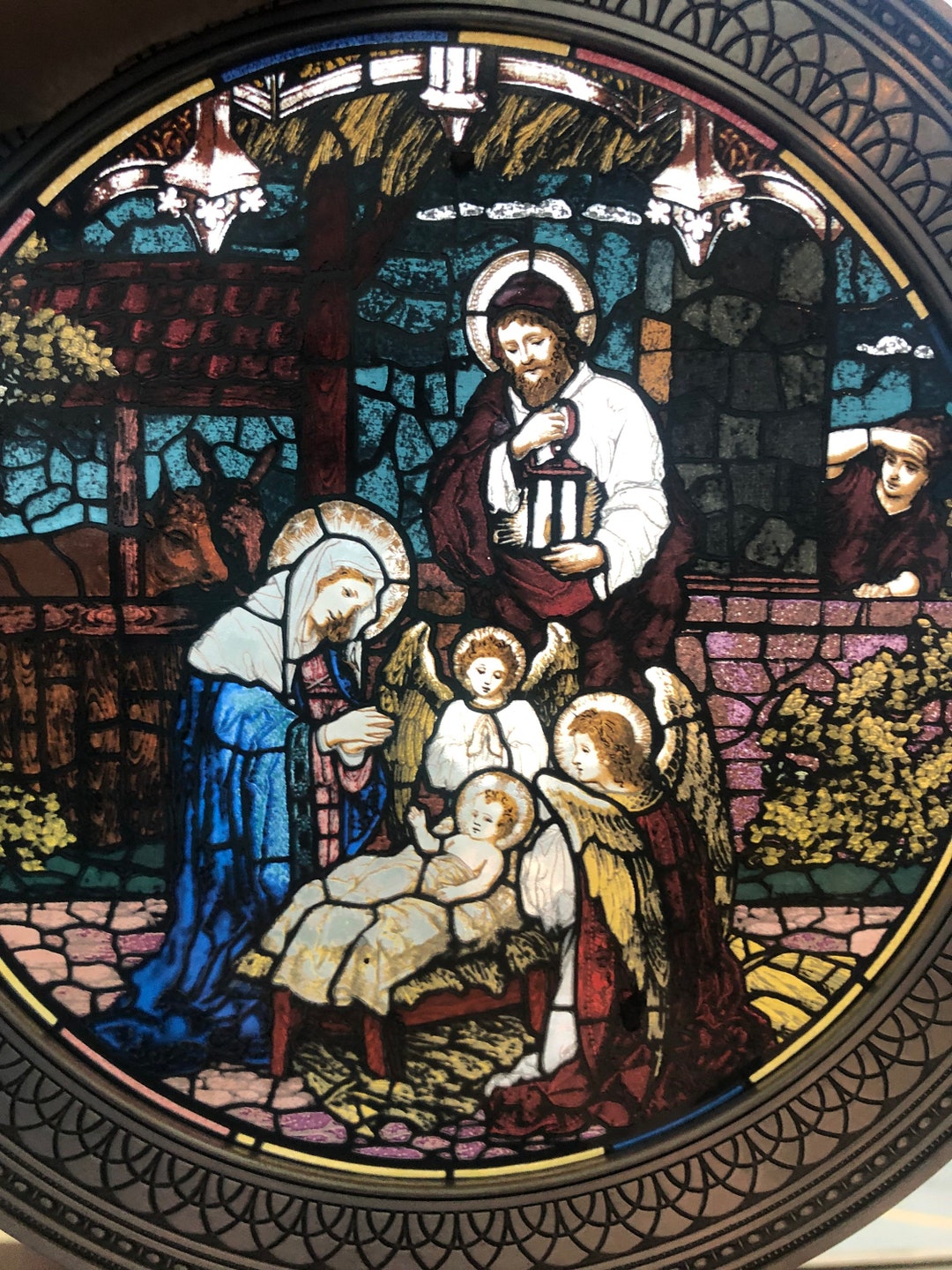 Nativity of Hope Stained Glass Pewter Rimmed Plate by Rhodes Studio - Etsy