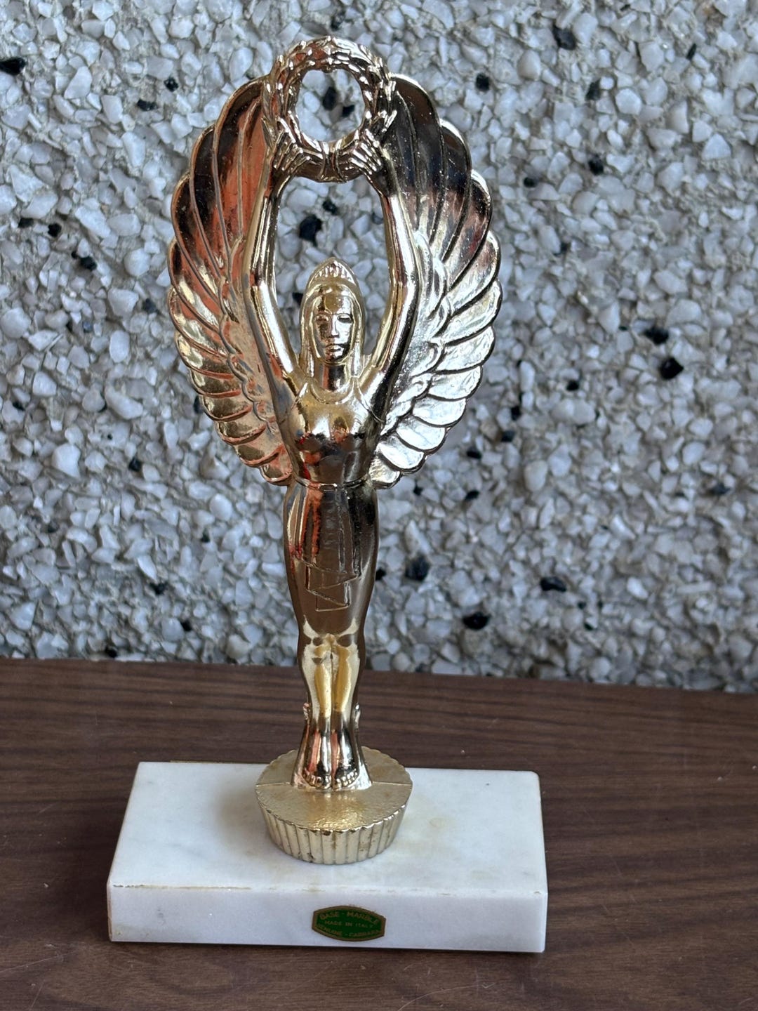 Vintage Italian Marble Base Winged Woman Trophy - Etsy Australia