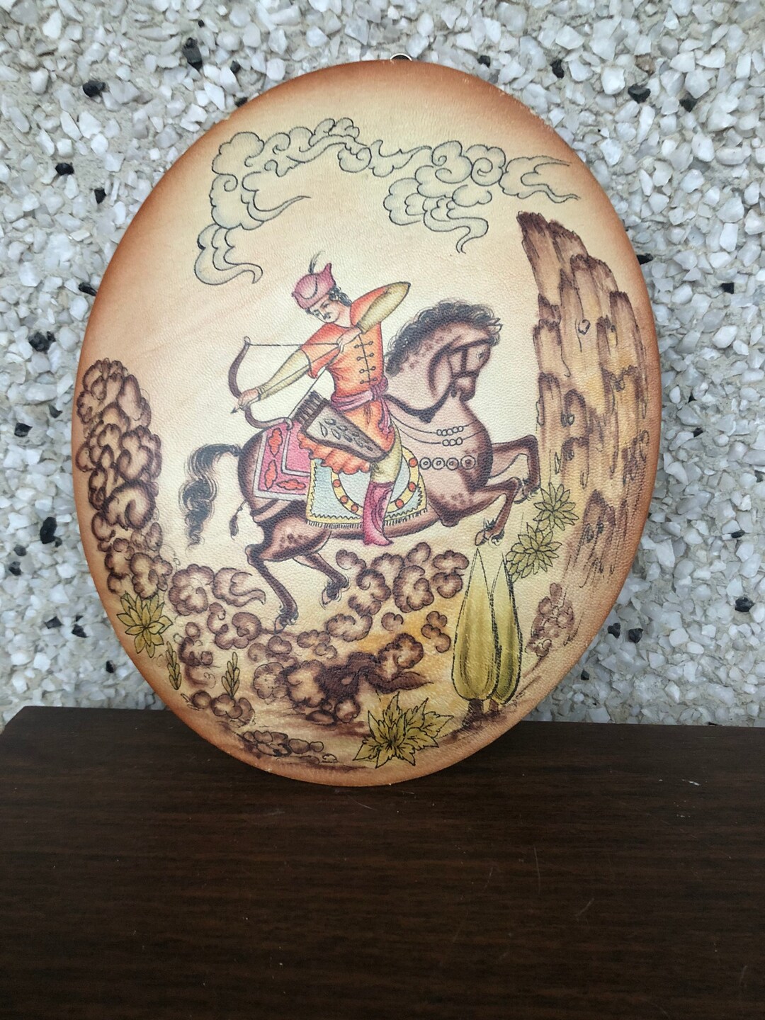 Rare Vintage Leather Wall Plaque - Etsy