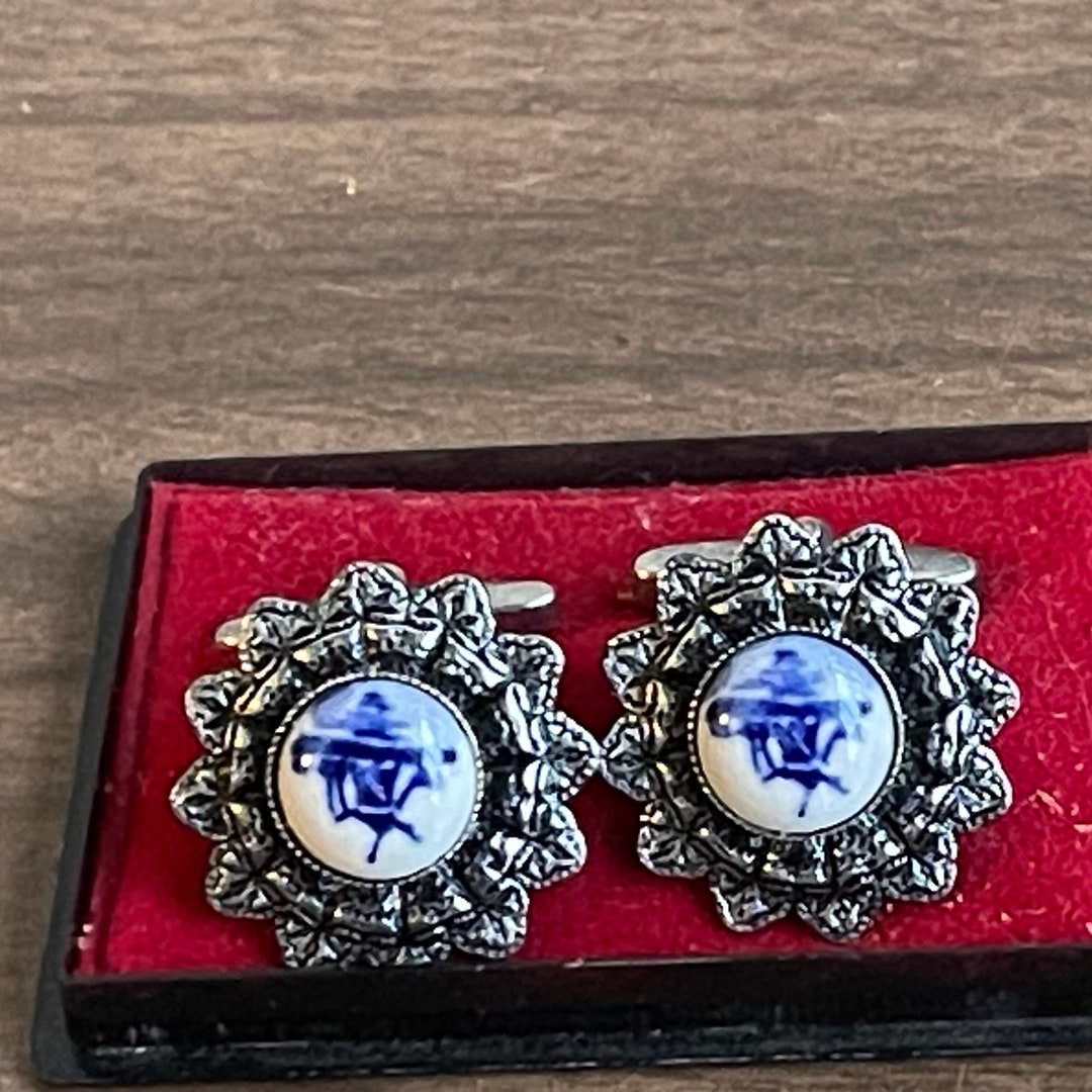 Vintage Holland Delft Windmill Cuff Links - Etsy