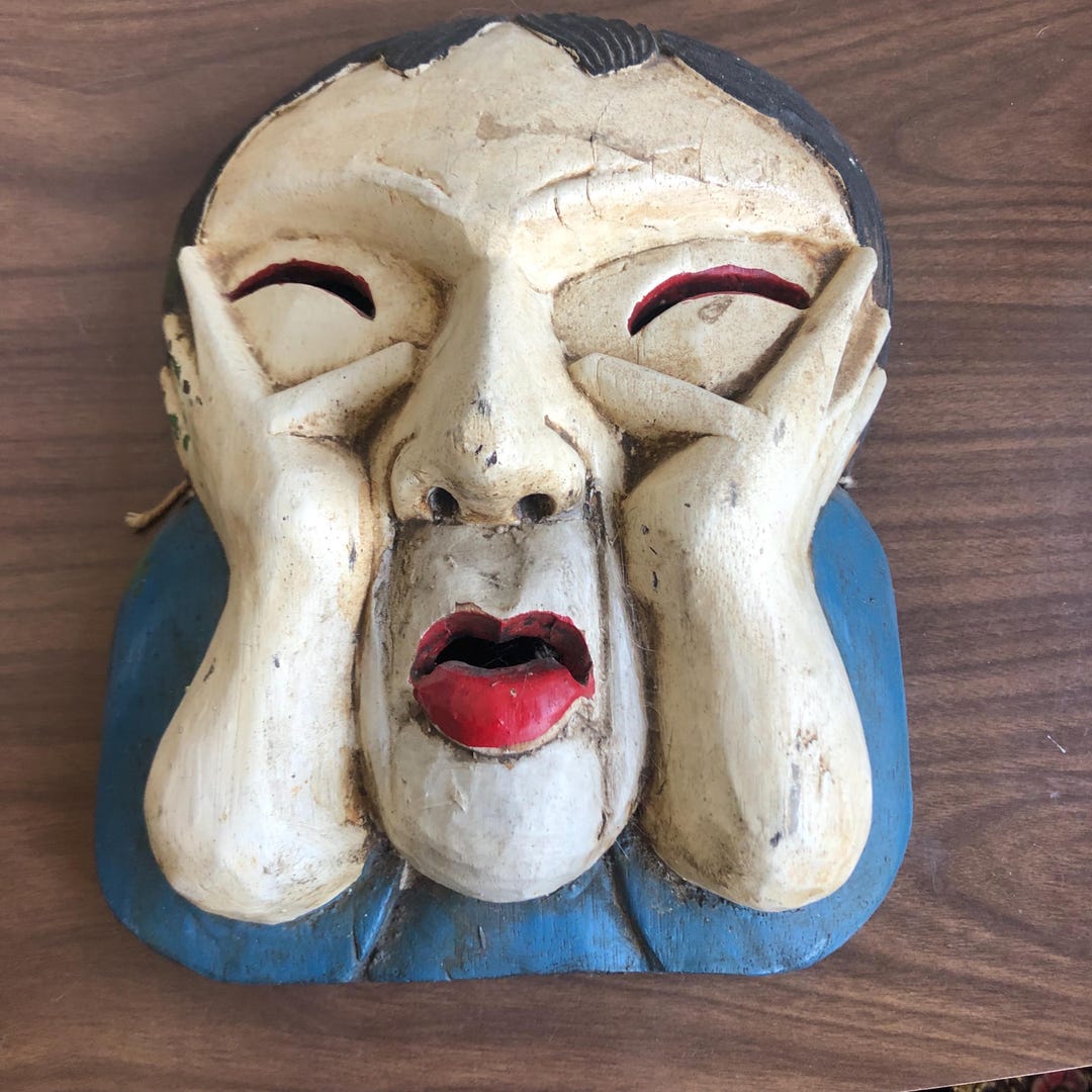 Vintage Wooden Mask - Etsy