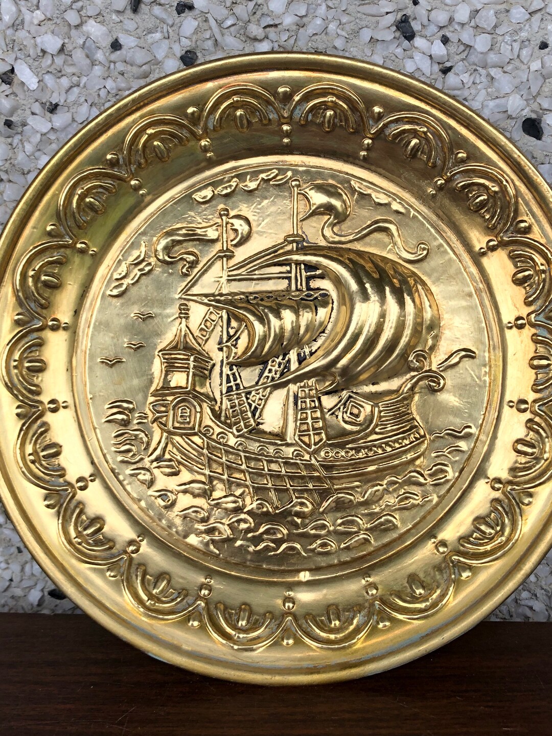 Vintage Brass Plated Ship Plates - Etsy