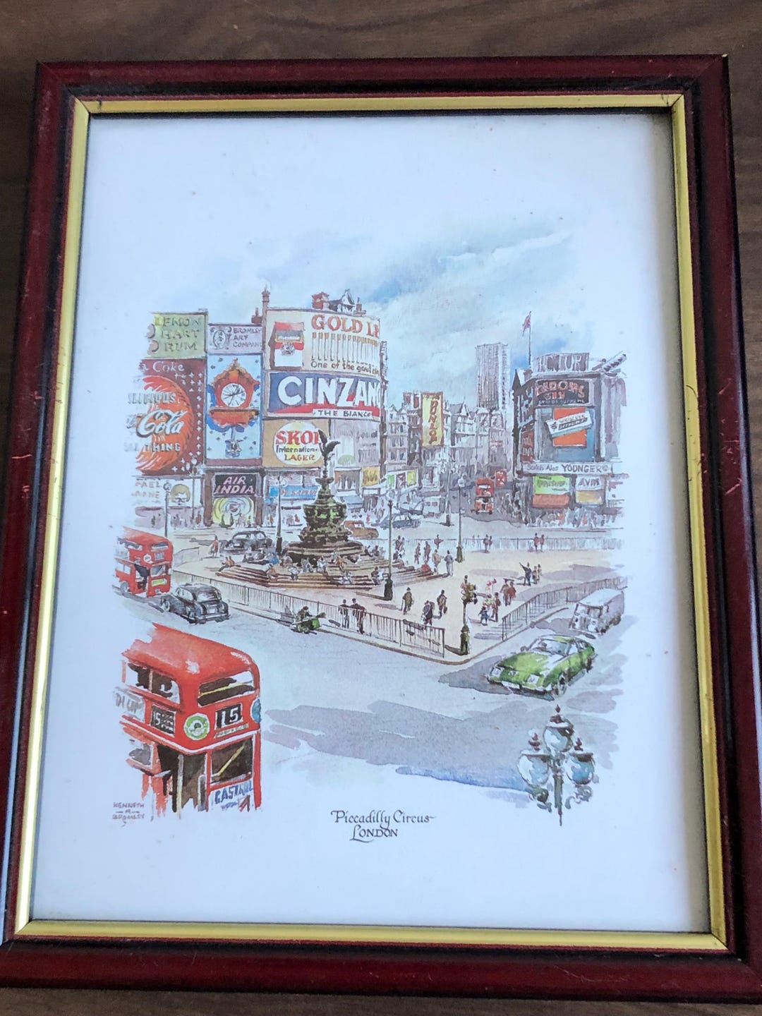 Vintage Piccadilly Circus Print by Kenneth Bromley - Etsy