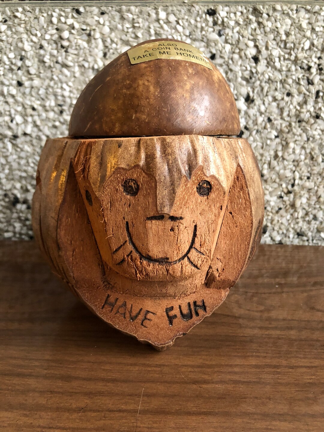 Vintage Coconut Monkey Coin Bank - Etsy