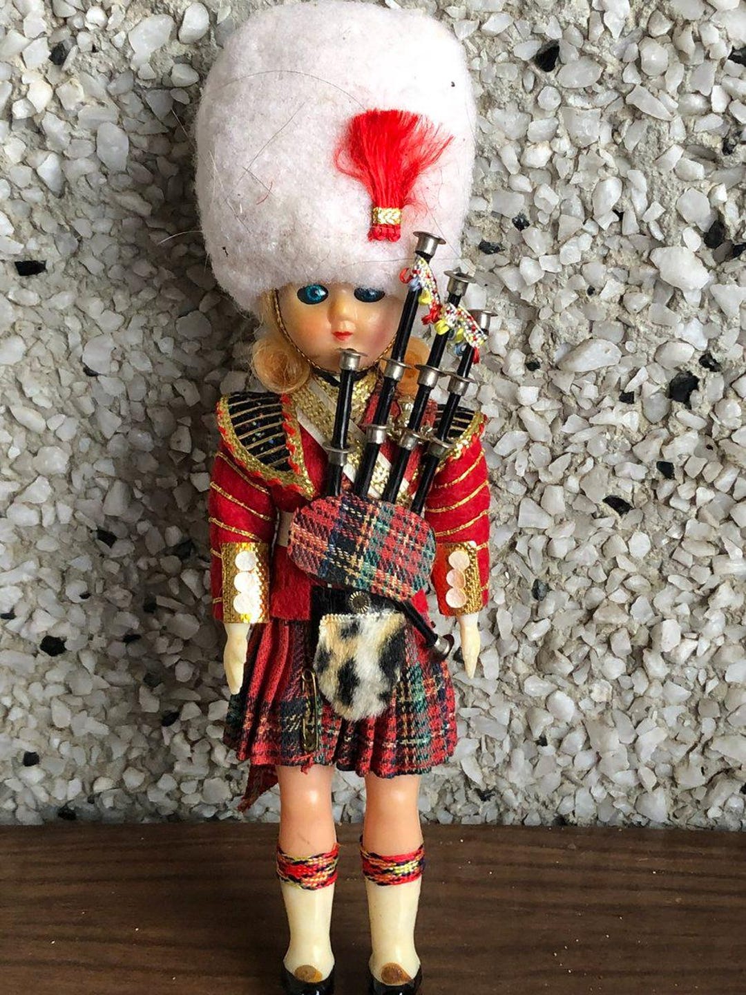 Vintage Scottish Girl Highlander With Bagpipes - Traditional Clothing ...