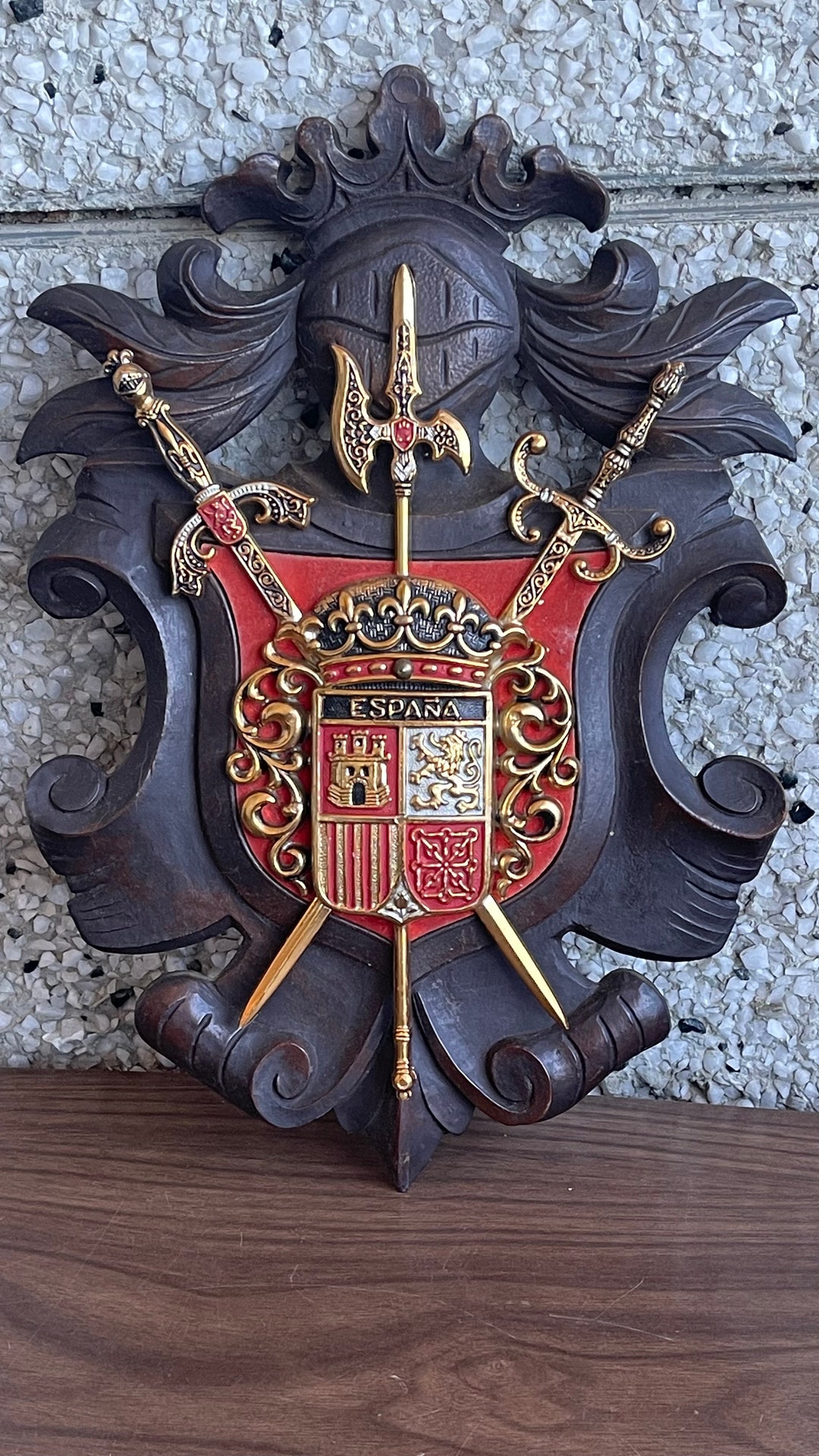 Vintage Resin Spain Shield of Arms - Etsy