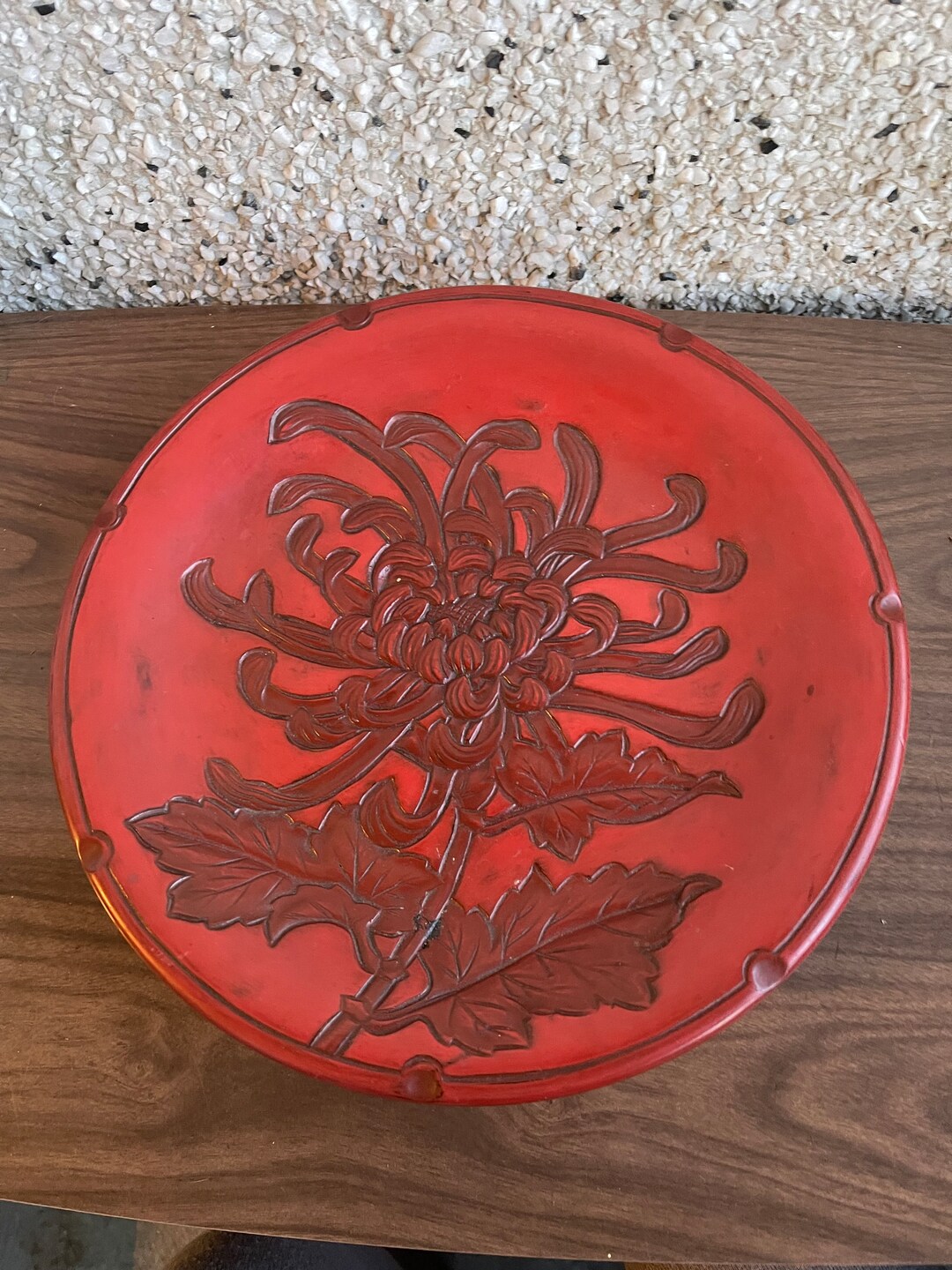 Vintage Asian Floral Red Lacquer Ware Plate Stand - Etsy