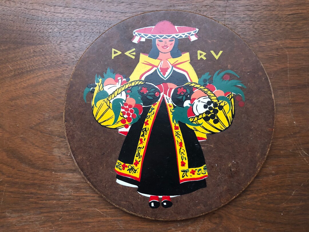 Vintage Colorful Peru Pitcher Coaster or Small Serving Tray - Etsy