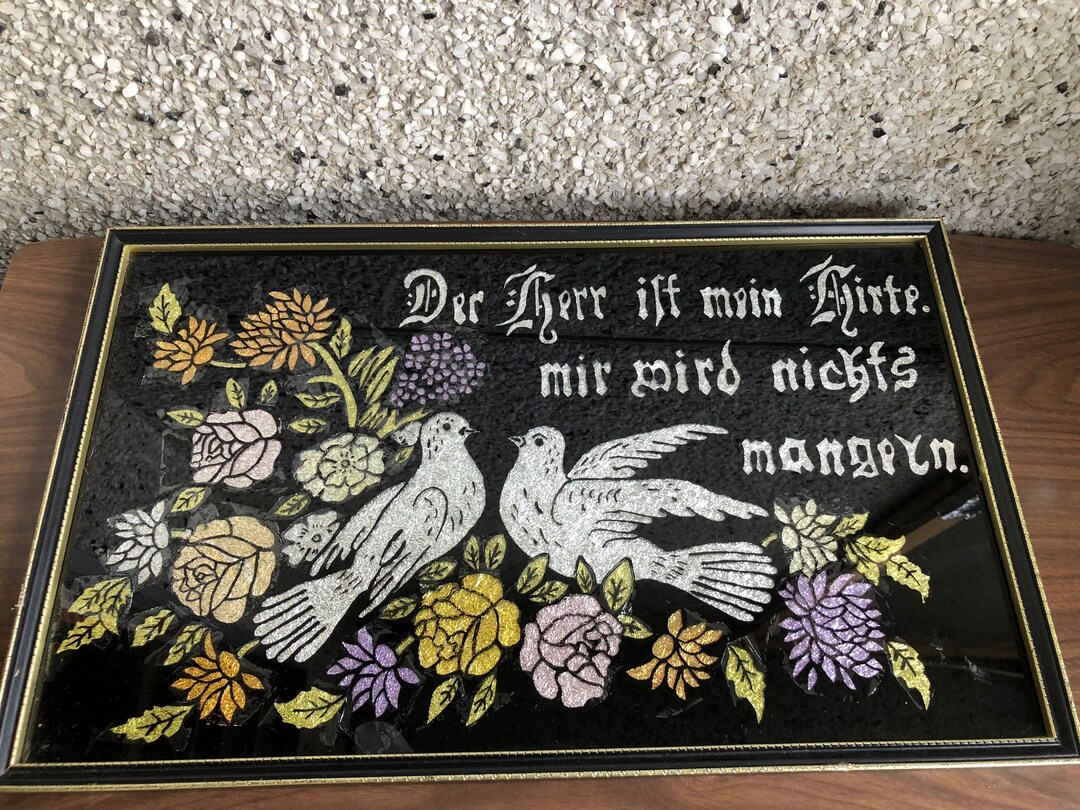 Vintage German Prayer Crushed Tinfoil Art With Doves - Etsy