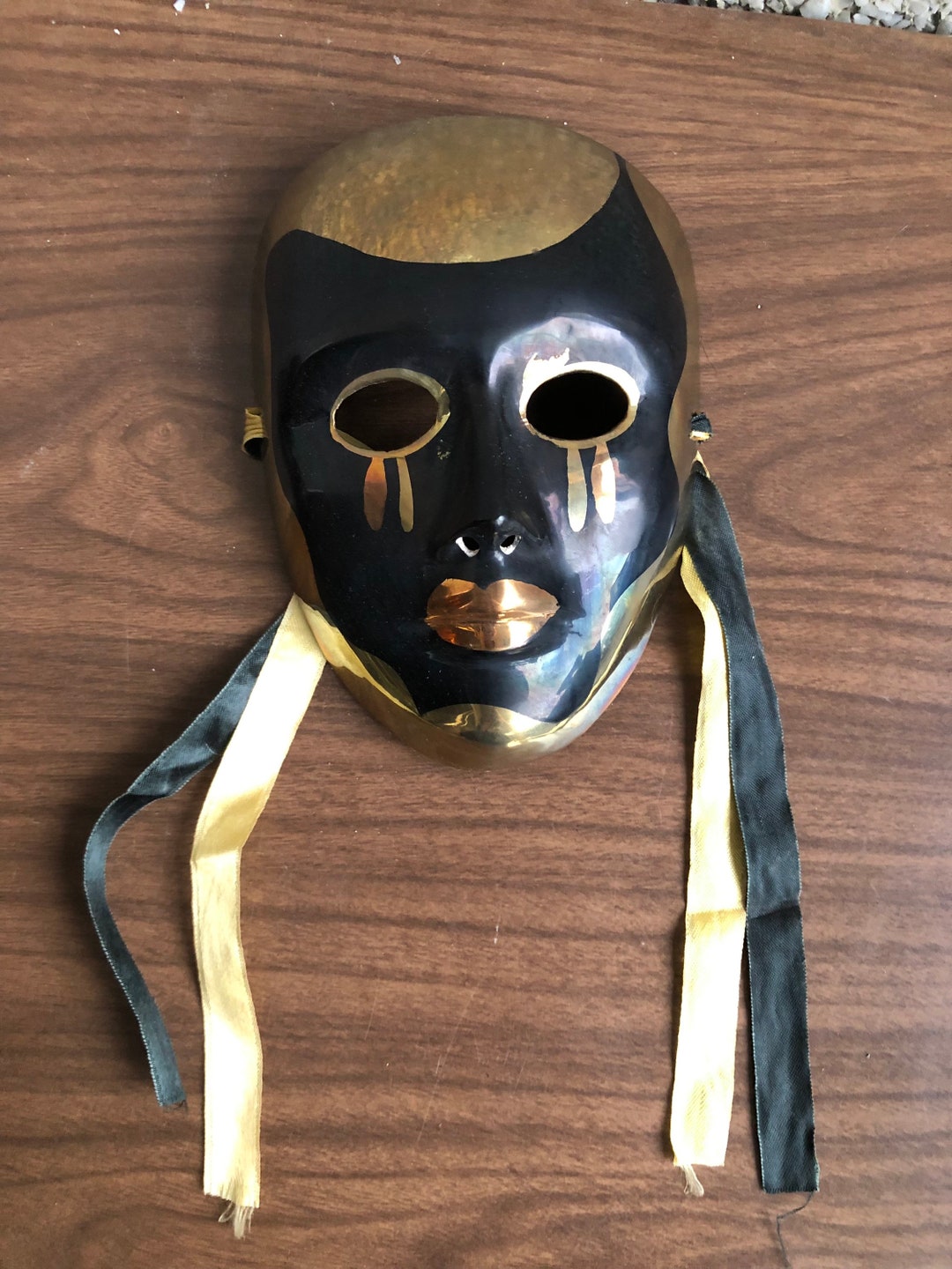Vintage Brass Black Mask - Etsy