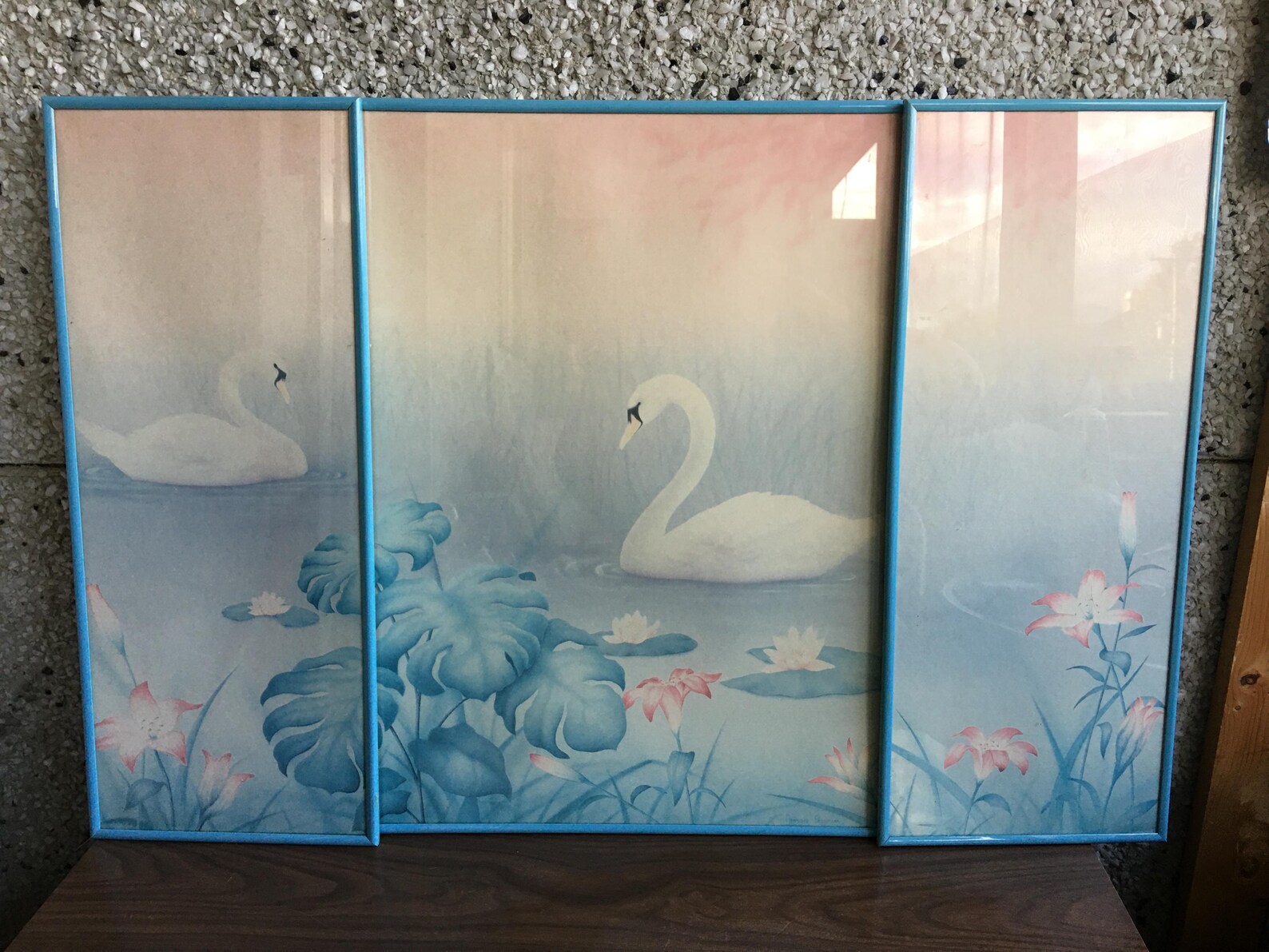80's Triple Panel Georges Pommier Sawn Prints Baby Blue Frames - Etsy