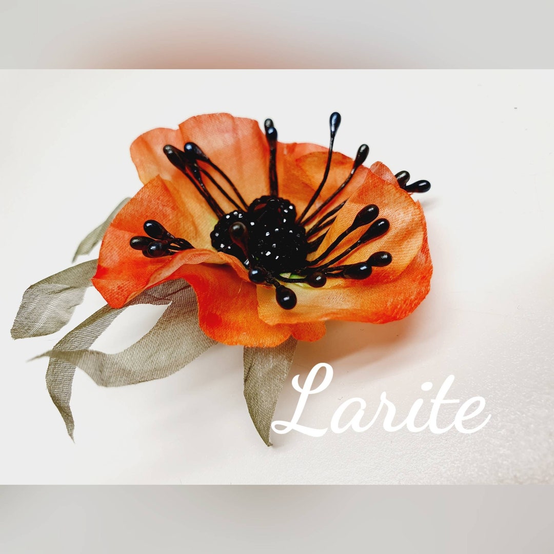 Silk Flowers Silk Poppy Brooch Poppy Brooch Brooch Made of - Etsy UK