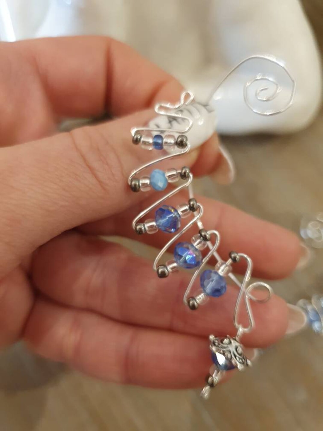 Ear Cuff Handmade, Ear Cuff Blue, Ear Jewelry Black - Etsy