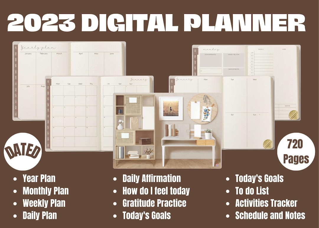2023 Dated Digital Yearly Planner Template for Tablet Tab iPad ...
