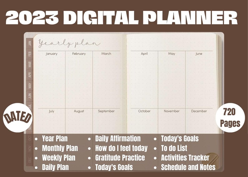 2023 Dated Digital Yearly Planner Template for Tablet Tab iPad ...