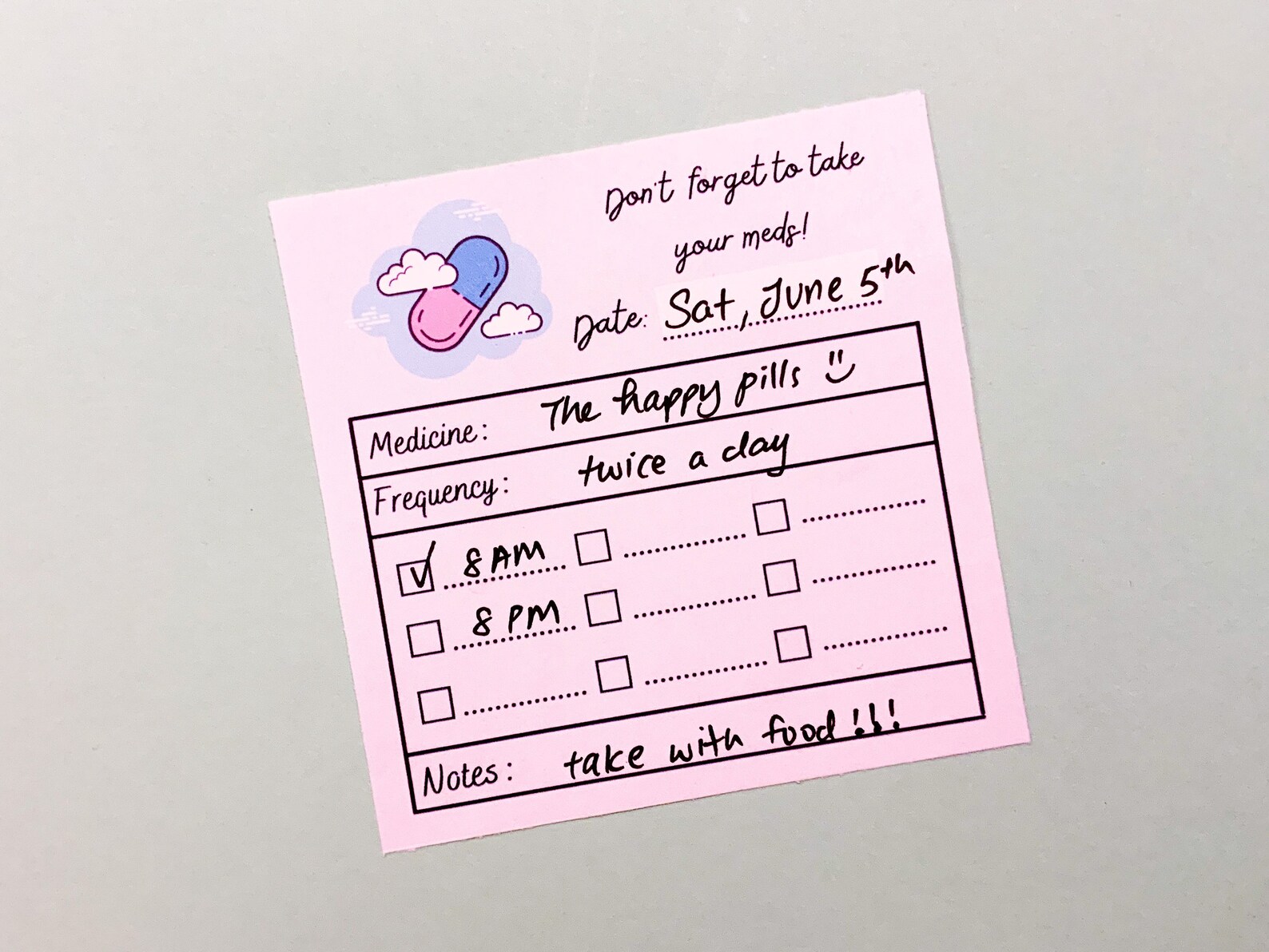 Medication Reminder Memo Pads 4 Colors - Etsy