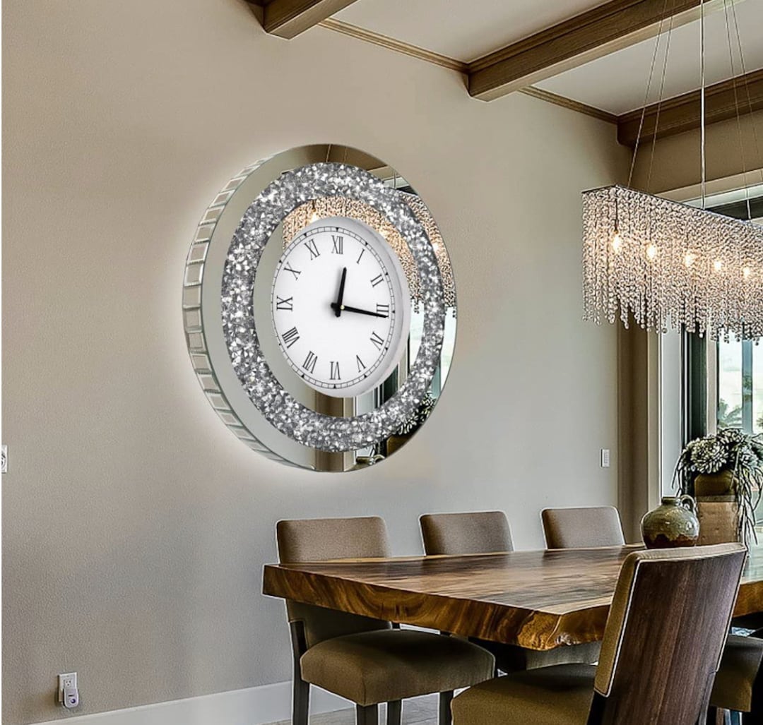 Large Wall Handmade Crystal Sparkle Diamond Wall Clock - Etsy