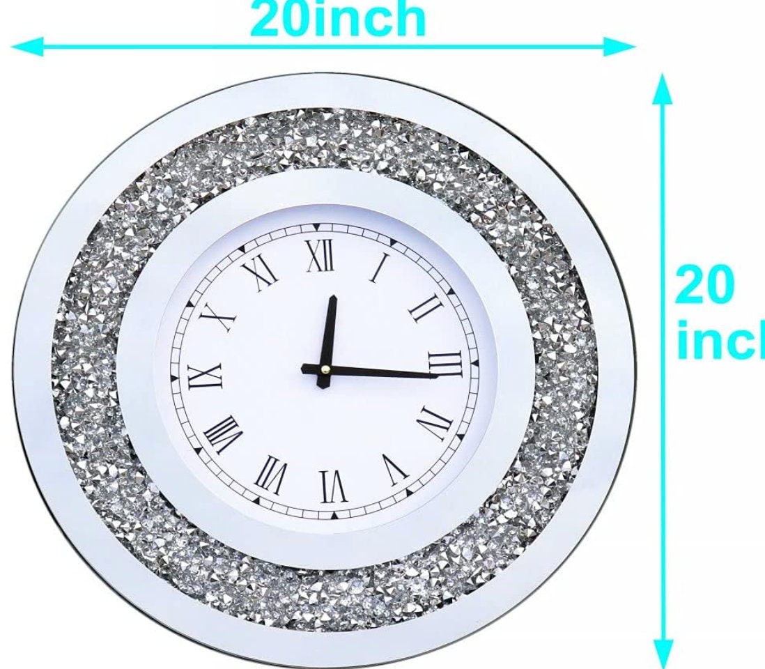 Large Wall Handmade Crystal Sparkle Diamond Wall Clock - Etsy