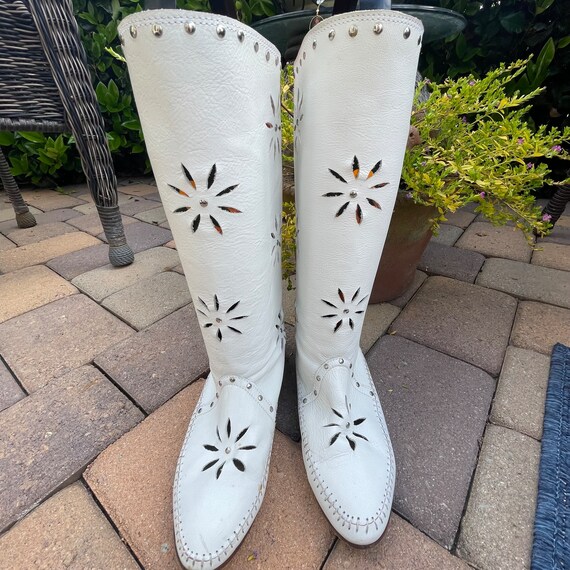 Vintage Italian Leather Mario Bruni Moccasin Boot, Wh… - Gem