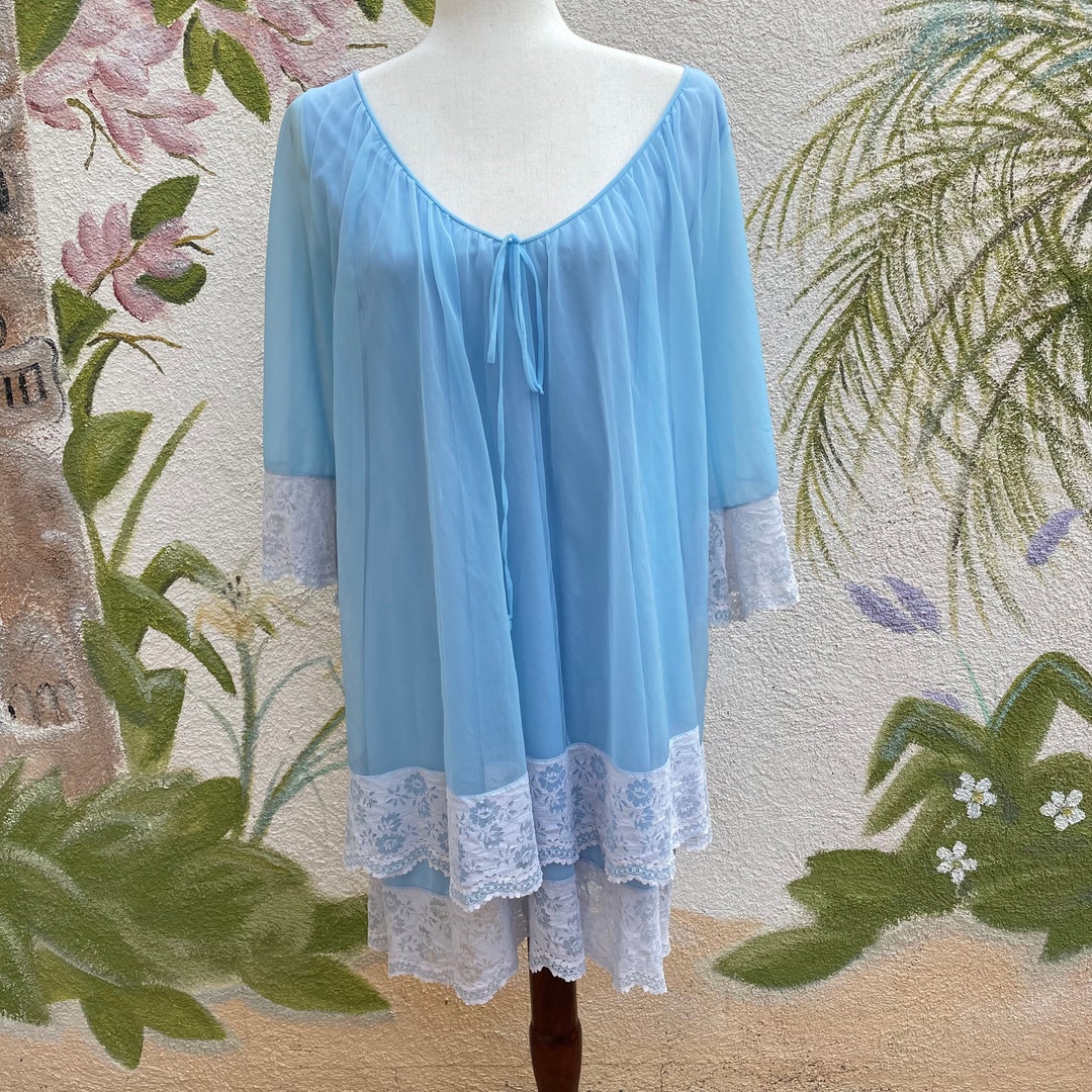 Vintage 60's Blue Nighty Babydoll Lingerie, Old Hollywood Glam ...