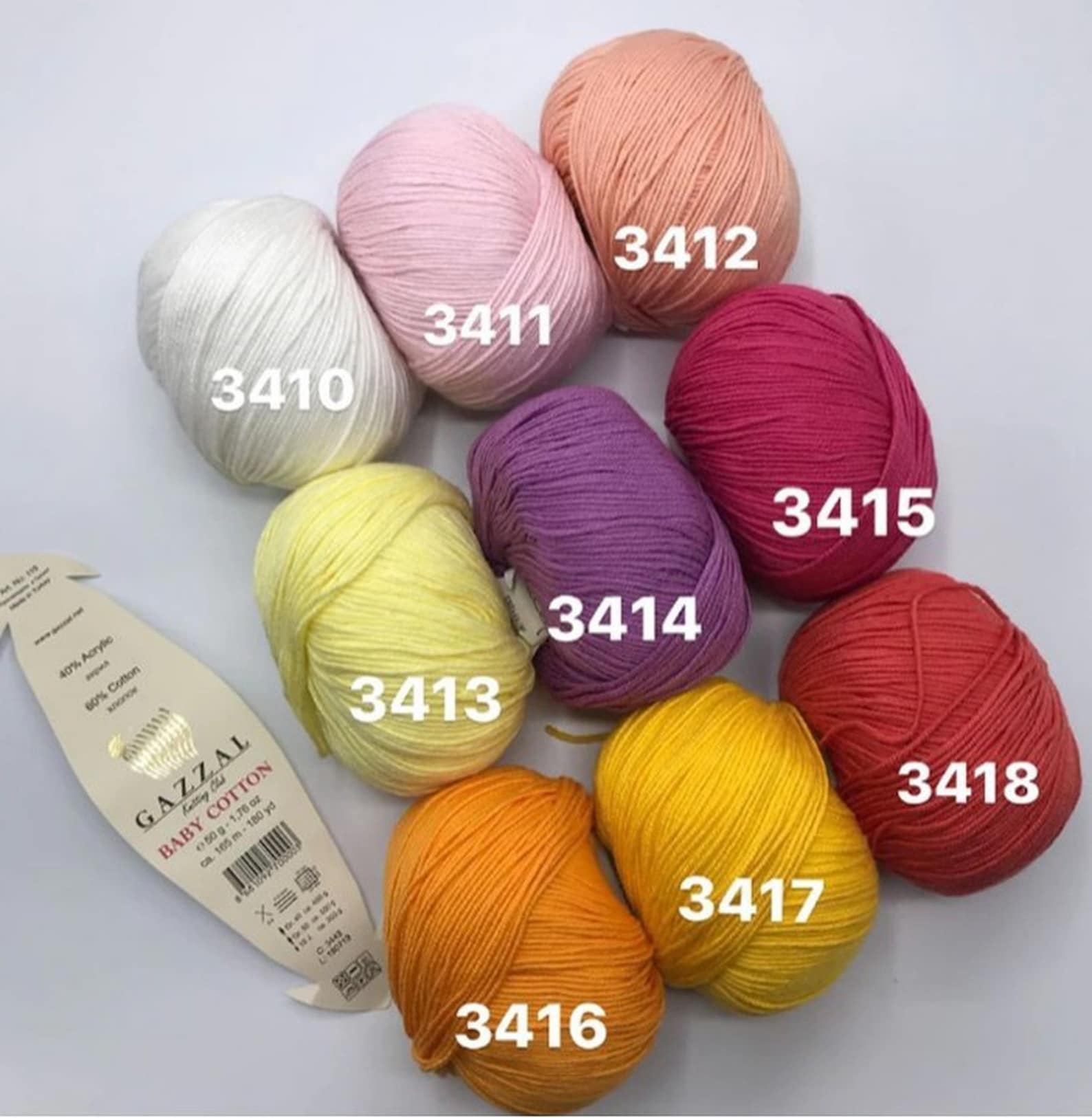 Gazzal Baby Cotton Yarn FREE SHİPPİNG 50gr/165meters Amigurumi | Etsy