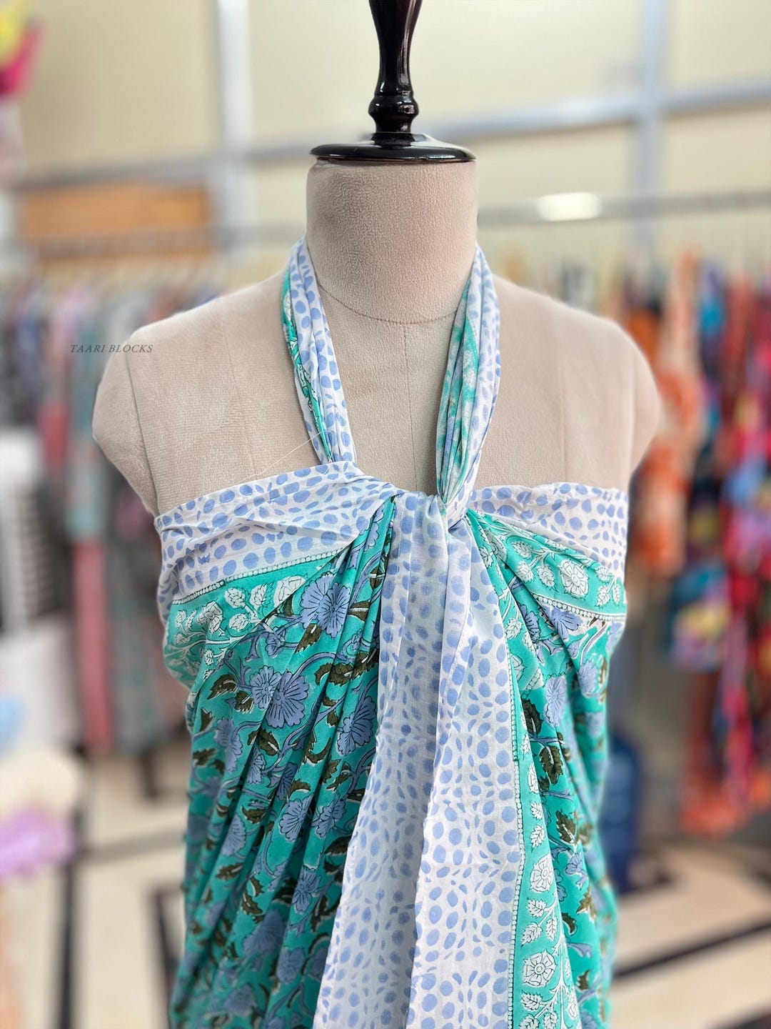 Cotton Block Print Sarong Pareo| Cotton Boho Scarf| Neck Head Wrap ...