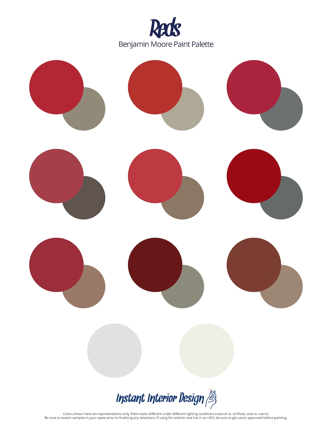 Reds Benjamin Moore Paint Palette Paint Color Schemes for | Etsy