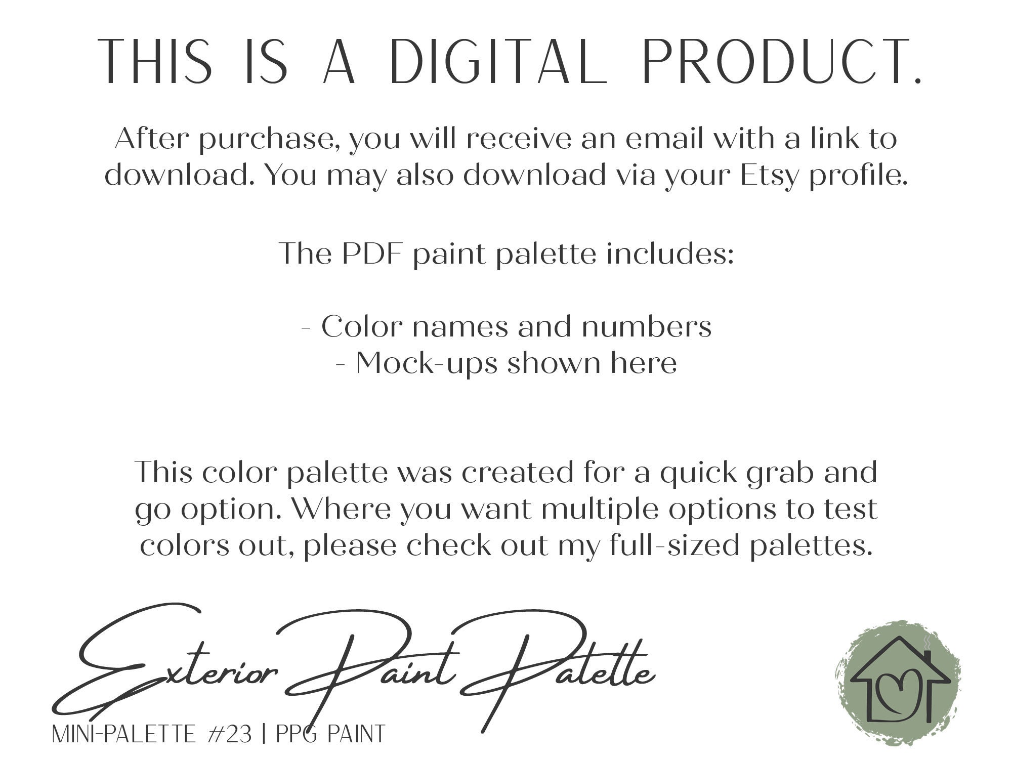 PPG Exterior Paint Palette #23: House Paint Scheme (digital Download ...