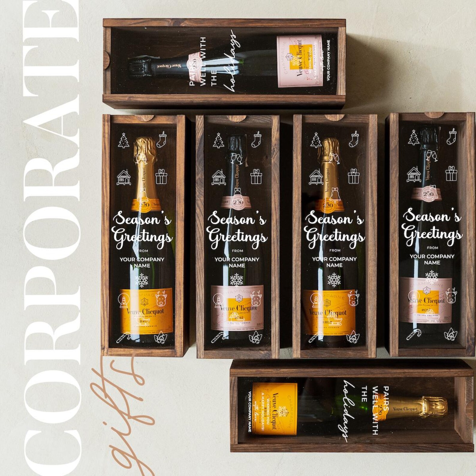 Christmas Wine Box, Personalised Holiday Wine Bottle Box, Wooden ...