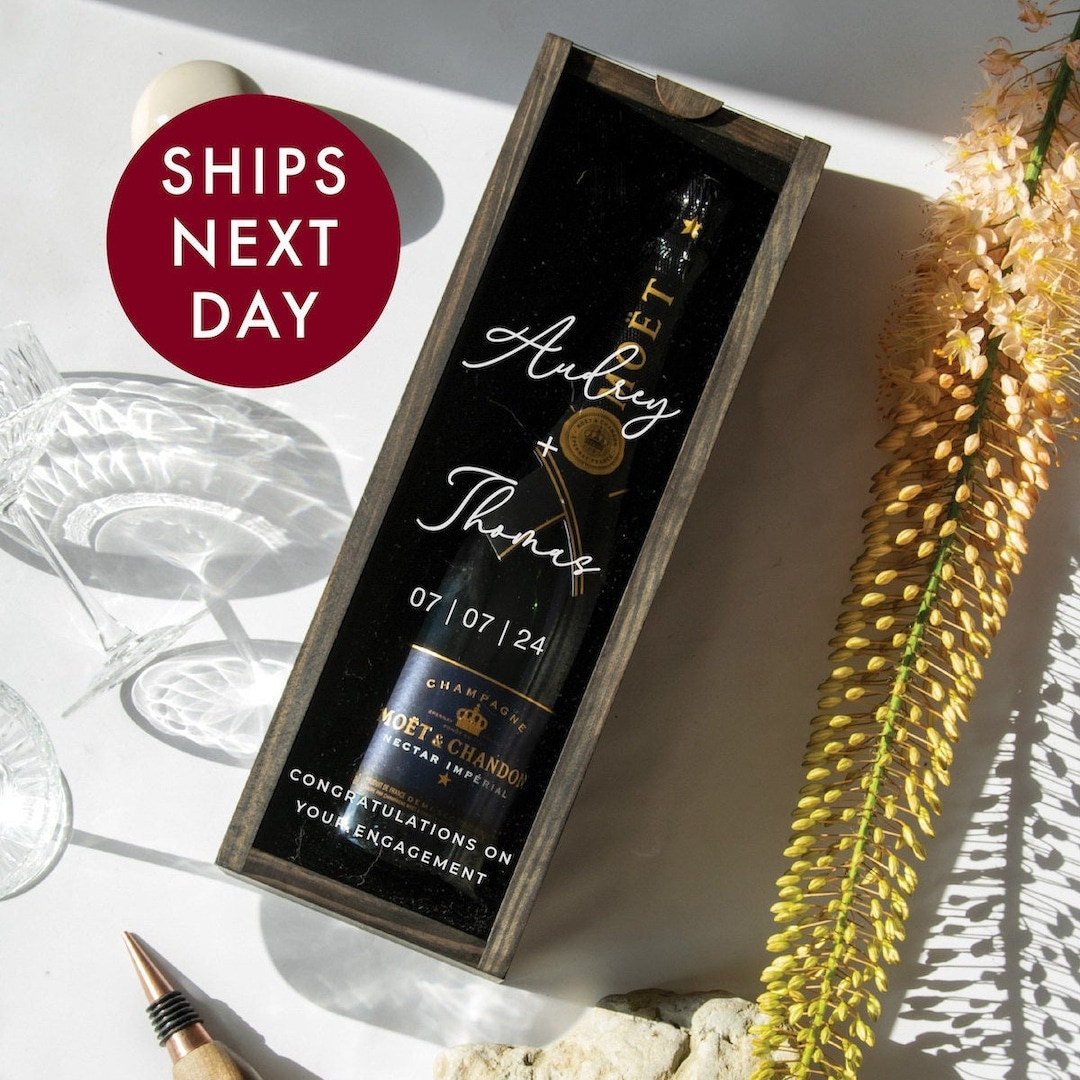 Wedding Wine Bottle Box, Personalized Engagement Champagne Box ...