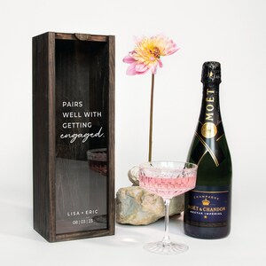 Engagement Gift for Couple, Personalized Engagement Wine Bottle Box ...
