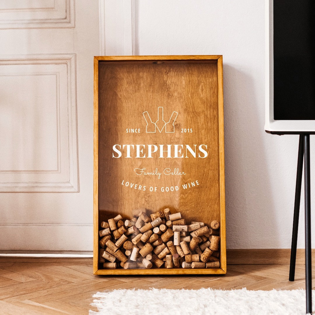Custom Wine Cork Holder, Wine Gift for Parents, Personalized Cork Frame ...