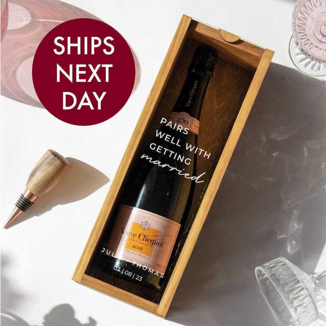 Wedding Wine Box Personalized, Pairs Well With Getting Married, Custom ...
